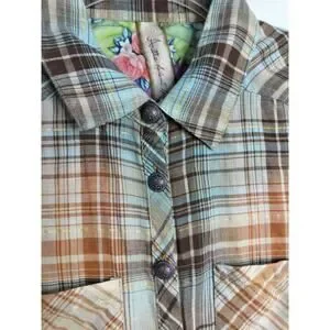 Aratta | Tops | 5594aratta Silent Journey Xs Plaid Mix Media Floral ...